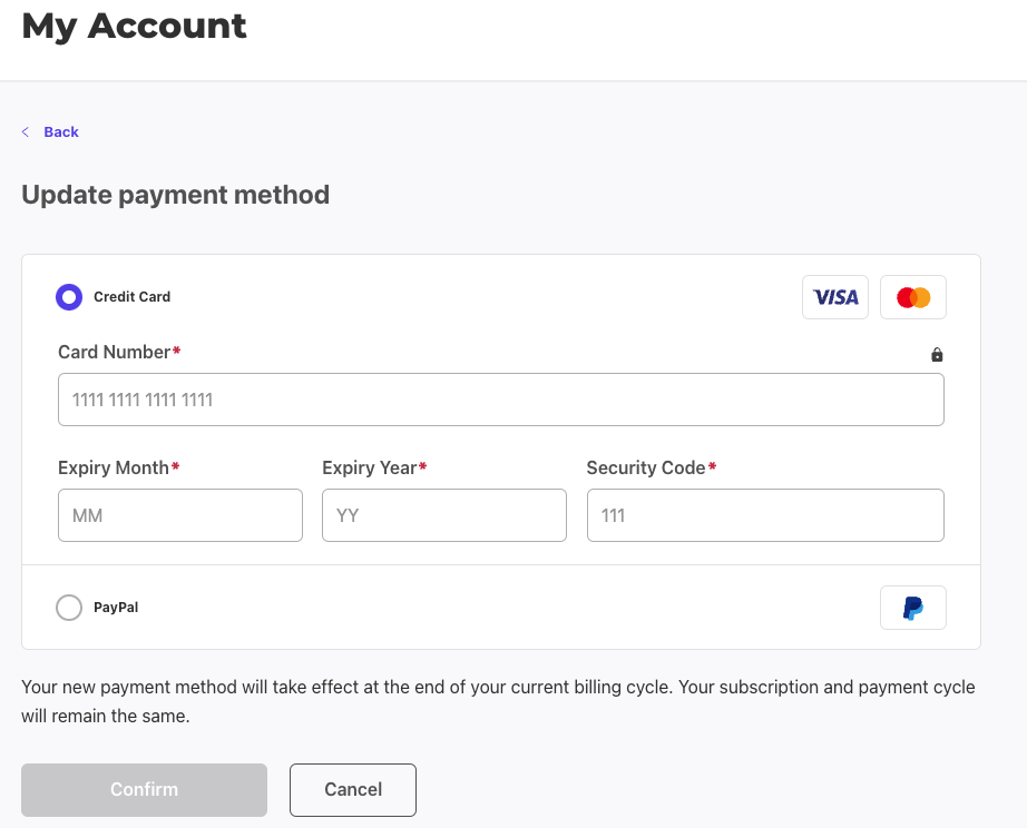 Update your subscription payment method – Envato Support | Help Center